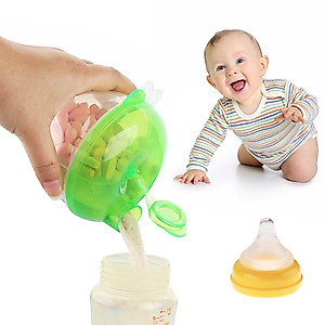 Accmor Baby Formula Dispenser for On-The-Go Feedings, Three-Compartment Non-Spill Formula Container to Go, Snack Milk Powder Dispenser for Traveling with Infant Toddler, Green