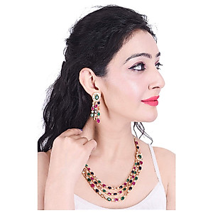 Ratnavali Jewels Cubic Zirconia Gorgeous Wedding Bridal Multi Strand Necklace Dangle Earrings Jewelry Set