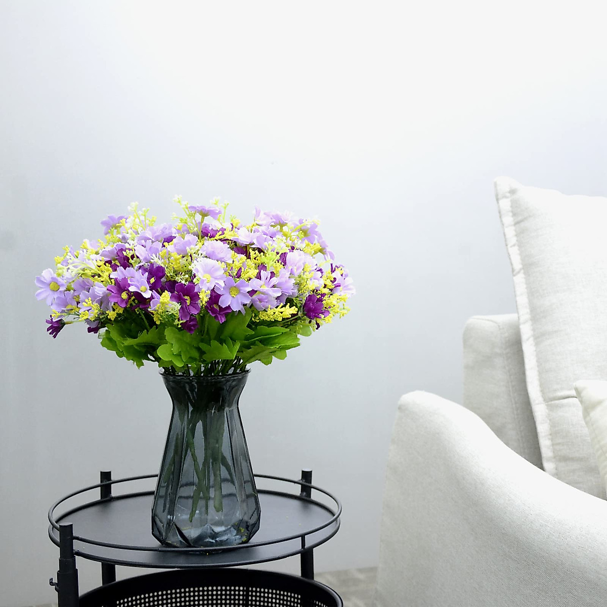 STYLIFING Fake Flowers for Vase, 8 PCS Artificial Flowers Faux Daisy Silk Flowers for Home Decor Indoor No Fade Artificial Plants Home Garden Porch D¨¦cor (Light Purple)