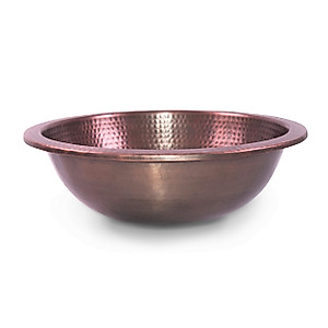 Monarch Abode 17094 Pure Copper Hand Hammered Rotunda Dual Mount Bathroom Vanity Sink (16 inches)