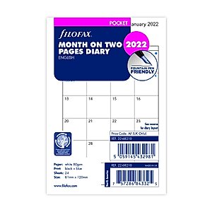 Filofax Pocket Month on Two Pages English 2022 Diary