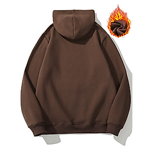 SHENHE Men's Bear Embroidery Long Sleeve Thermal Hooded Sweatshirt Hoodie Tops Coffee Brown XL