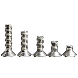 M5 x 8mm 12mm 16mm 20mm 25mm Flat Head Hex Socket Cap Screws Countersunk Bolts, 304 Stainless Steel, Fully Threaded, Bright Finish, Metric Allen Hex Drive, Assortment Kit 50PCS