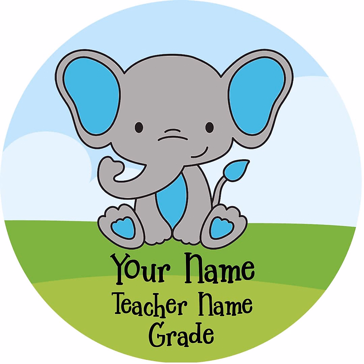Personalized Blue Elephant Diaper Bag Tag - Children's Nursery or Daycare Diaper Tote Backpack Identifier Tag with Custom Name