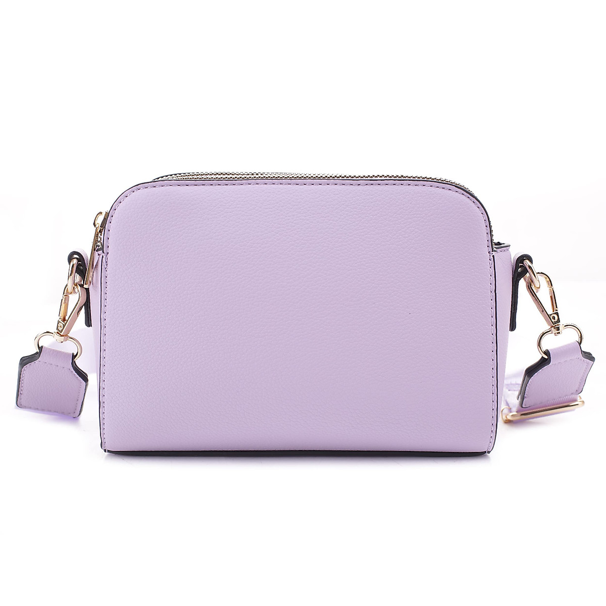 EVVE Crossbody Bags for Women Trendy Small Crossbody Camera Bag Purse Vegan Leather Triple Zip Crossbody Purses with Wide Shoulder Strap| Lilac