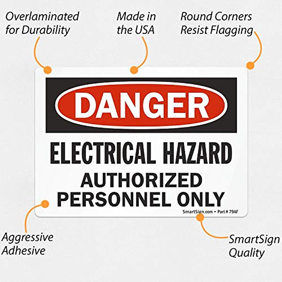 SmartSign - U9-1742-ND_3.5x5 "Danger - Electrical Hazard, Authorized Personnel Only" Label | 3.5" x 5" Laminated Vinyl Black/Red on White
