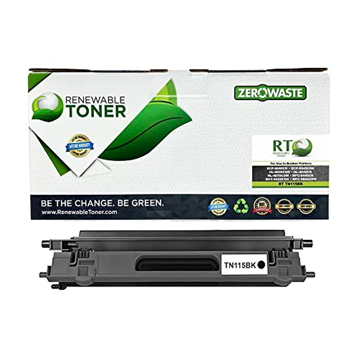 Renewable Toner Compatible Toner Cartridge Replacement for Brother TN-115BK TN115 Printers DCP-9040CN 9045CDN HL-4040CDN 4040CN 4070CDW MFC-9440CN MFC-9450CDN 9840CDW (Black)