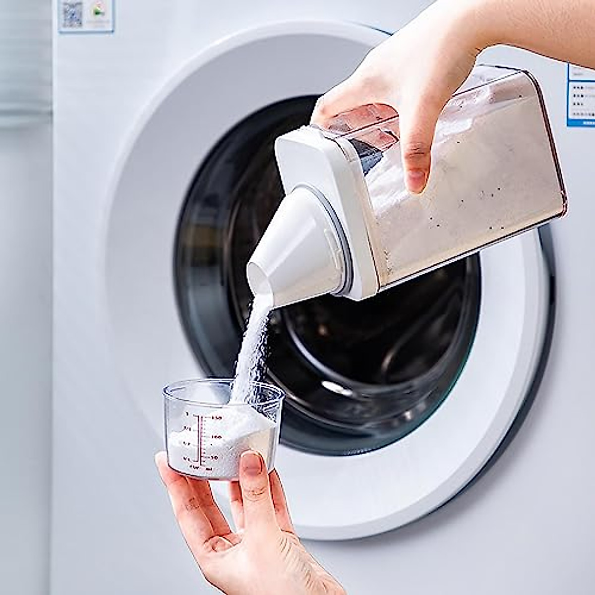 Laundry Powder Bin, Household Washing Powder Storage Container, Laundry Detergent Powder Storage Box,With Measuring Cup Rice Storage Bottle Laundry Powder Box （1100ml）