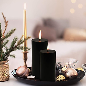 2"x3" Black Pillar Candles, Set of 12 Handmade Pillar Candles Bulk, Large Pillar Candle, Dripless Pillar Candles for Weddings, Parties, Halloween, Church, Home Décor