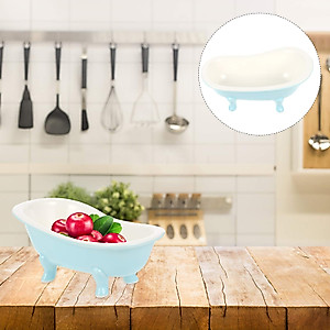 Hemoton Blue Ceramic Dessert Bowls Bathtub Shape Food Serving Bowl Reusable Ice Cream Bowl Household Candy Bowl Dish Appetizer Bowls for Home Restaurant