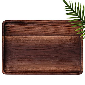 Rustic Walnut Wood Serving Tray,13"x9" Rectangle Platter Tea Tray Coffee Table Tray,Kitchen Tableware Decor Decorative Wood Dessert Cup Tray,Wood Vanity Tray for Jewelry (Rectangle)