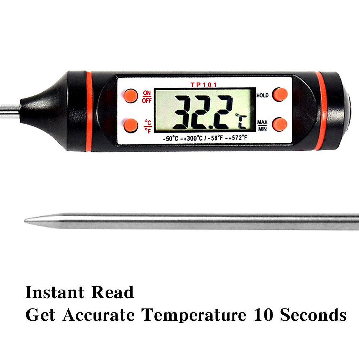 Balepha Digital Meat Thermometer Instant Read Cooking Thermometer for Grilling BBQ Bath Water With LCD Sreen Long Probe(5.9inch)