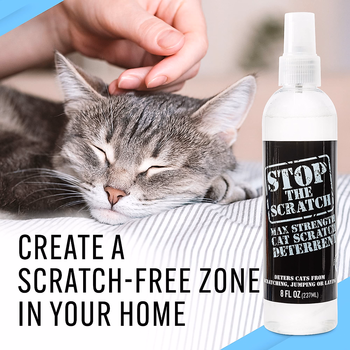 EBPP Stop The Scratch Cat Spray Deterrent for Kittens and Cats - Non-Toxic, Safe for Plants, Furniture, Floors and More Cat Deterrent Spray with Rosemary Oil and Lemongrass.