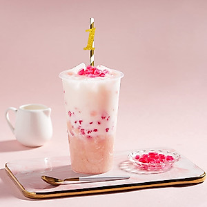 Happy 1st Birthday Straws, Gold Glitter 1 Year Old Paper Straws, 1st Anniversary/Birthday Party Drinking Decorative Straws - 24pcs