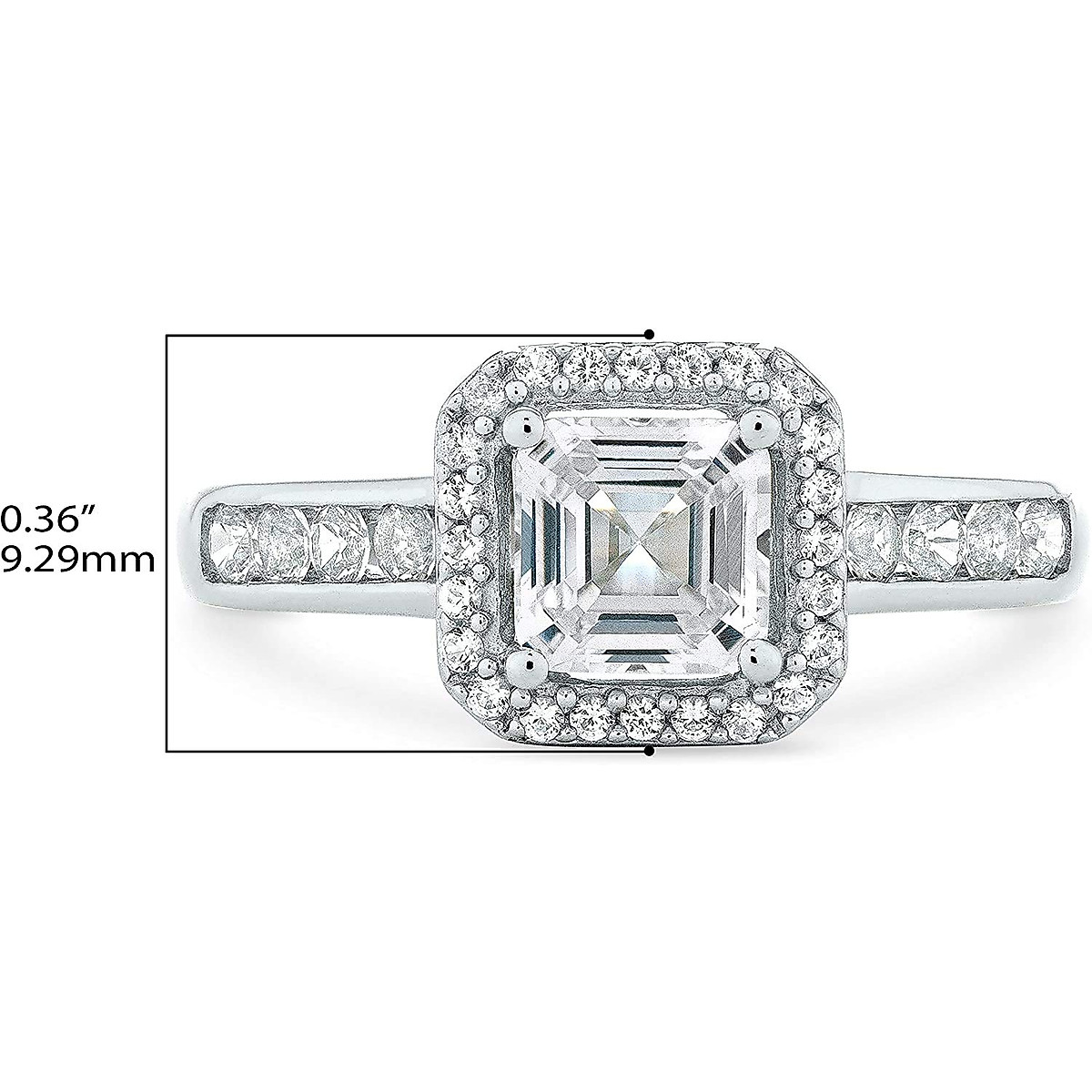 925 Sterling Silver Lab Square Emerald Cut Created White Sapphire Engagement Ring - Size 5