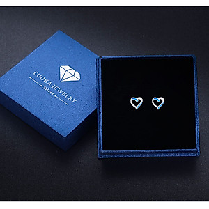 AOVEAO Heart Opal Earrings 925 Sterling Sliver Heart Stud Earrings Opal Earrings Hypoallergenic Opal Heart Jewelry Gifts for Women Girls