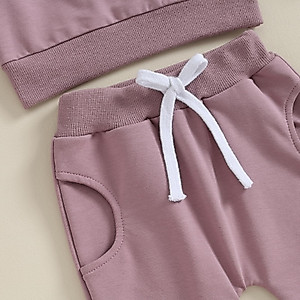 FIOMVA Daddys Girl Baby Clothes Toddler Fall Winter Outfits Sweatshirt Pants 2 Piece Set Shirt Sweatpants Suit (H Embroidered Daddy's Girl Purple, 18-24 Months)