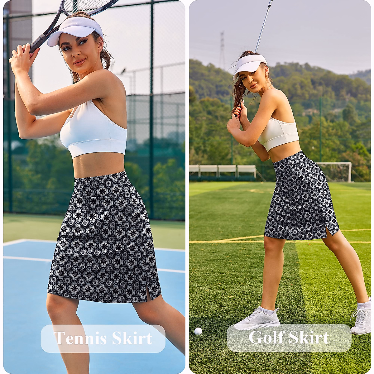 COOrun Women Tennis Skort Skirt for Running Golf Workout Sports with Short and Pockets