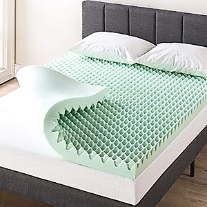 Best Price Mattress 4 Inch Egg Crate Memory Foam Mattress Topper with Calming Aloe Infusion, CertiPUR-US Certified, Full, Green
