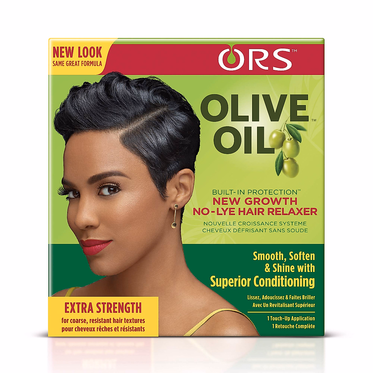 ORS Olive Oil Build-In Protection New Growth No-Lye Hair Relaxer - Extra Strength (Pack of 2)
