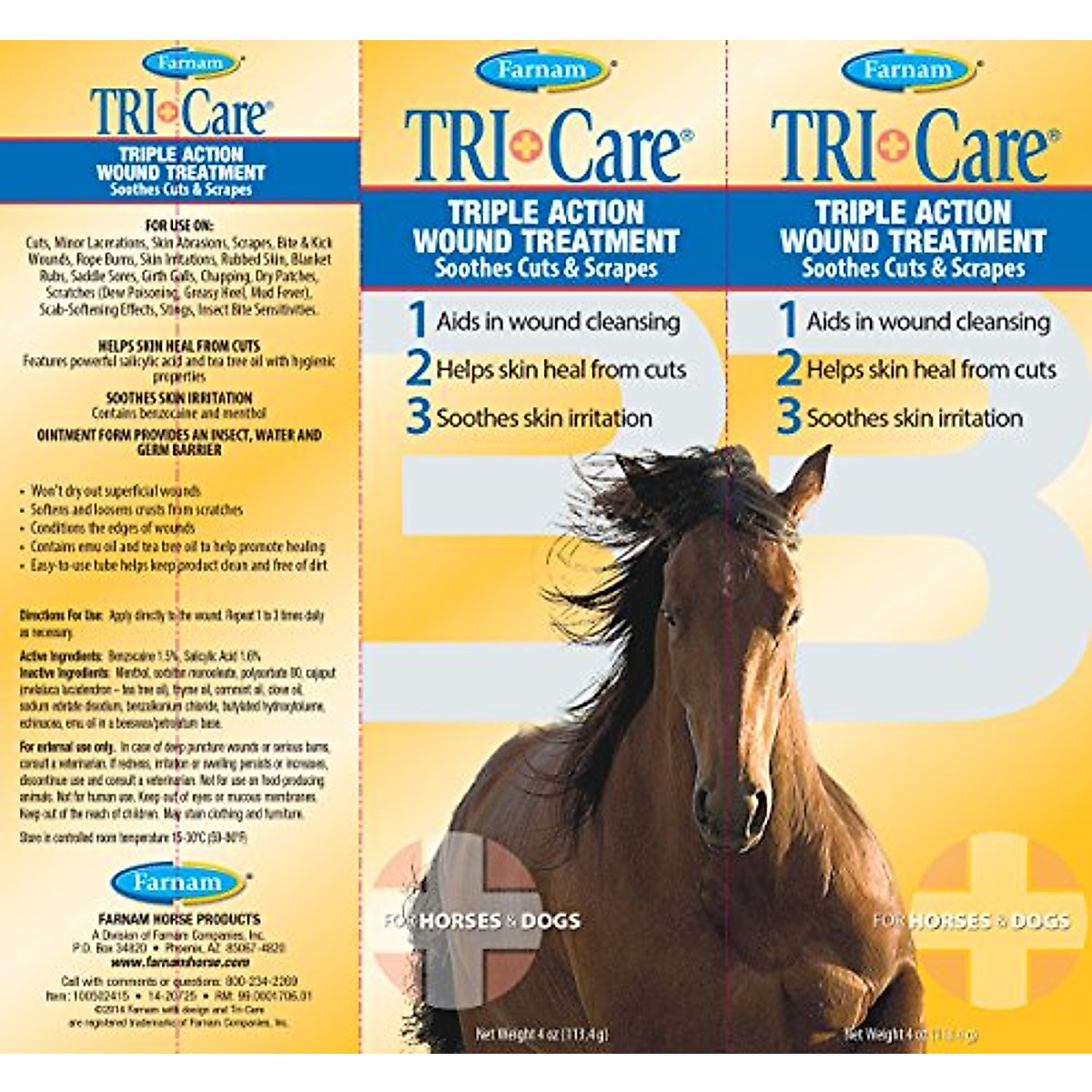 Farnam Triple Action Wound Treatment | for Horses, Ponies and Dogs | 4 oz