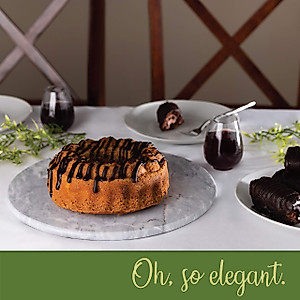 Homeries Marble Round Cheese Tray Board (12 Inches) - White Elegant Serving Platter & Tray for Weddings, Birthdays, Christmas, Bread, Cake, Cheese & Pizza – Smooth Finish & Durable (Round)