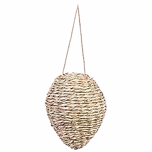 Evergreen Garden Wasp Nest Decoy | 10 inches Wasp Deterrent Outdoor Hanging | Fake Wasp Nests for Home, Patio, Garden | Made of Woven Reed and Rope