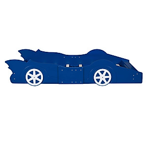CITYLIGHT Twin Size Car Beds for Boys Race Car-Shaped Twin Bed Frame with Wheels Wooden Kids Car Twin Bed for Boys with Slat Support for Child's Bedroom (Twin,Blue)