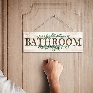 Bathroom Sign Wall Decor, Bathroom Wall Art Farmhouse Bathroom Sign Wood Hanging Wall Plque Decorative for Bathroom, Christmas Gift for Home, 4.7x13.7 Inch, Small