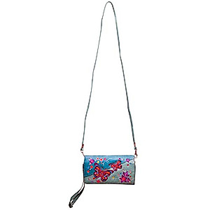 HW Collection Butterfly Purse Western Concealed Carry Country Handbag Wallet Set (Turquoise)