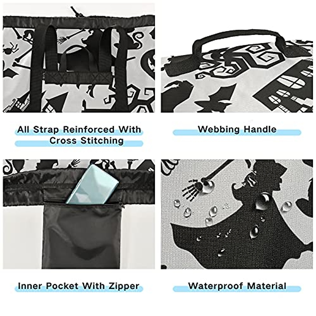 Witch Spider Halloween Laundry Bag Large Heavy Duty Laundry Backpack for College Students Laundry bag with Shoulder Straps Dirty Clothes Organizer for Traveling Waterproof