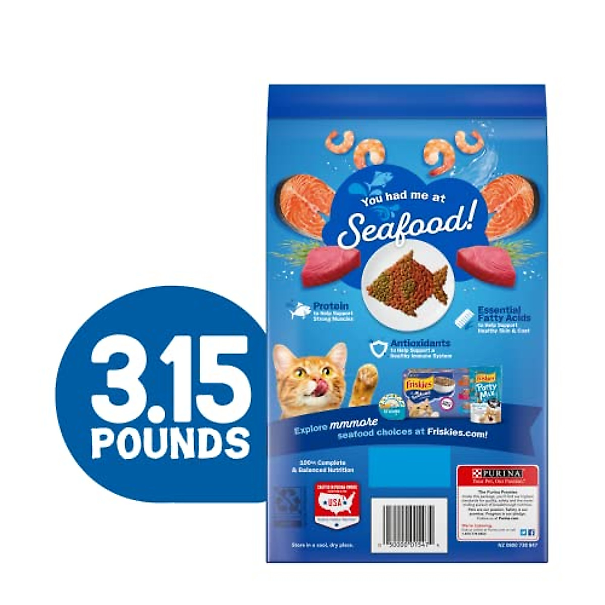 Purina Friskies Dry Cat Food, Seafood Sensations - (4) 3.15 lb. Bags