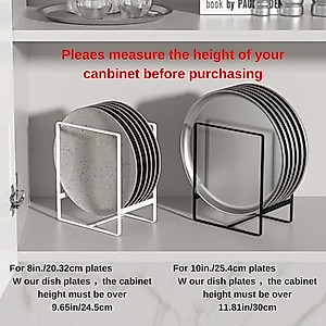 LINFIDITE Plate Holder Organizer 2 Pack Dish Storage Rack Upright Cabinet Dish Drying Rack Metal Dish Organizer Stand for Kitchen Counter Cupboard 7.9in. x 6.4in. x 4.5in.Black