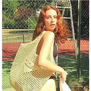 Straw Tote Bag for women,Mesh Hollow Woven Tote Bag,Handbag Beach Bag,Paris Hobo Bag,Large Shoulder Travel Tote Bag