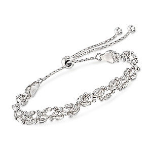 Ross-Simons Italian Sterling Silver Diamond-Cut Braided Bead Bolo Bracelet