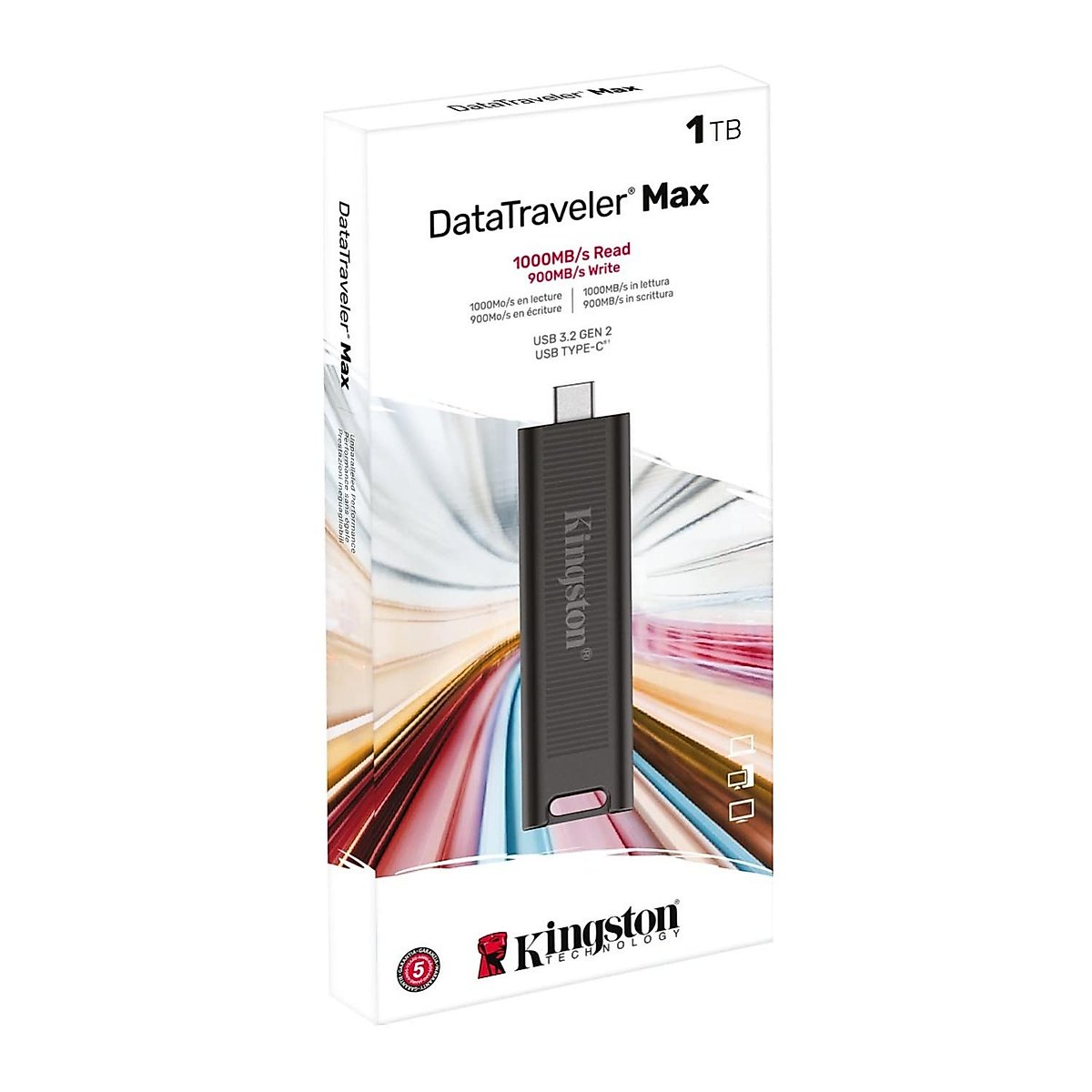 Kingston 1TB DataTraveler Max USB 3.2 Gen 2 Type-C Flash Drive (2-Pack) Bundle with Fuse USB-C OTG Cable (3 Items)