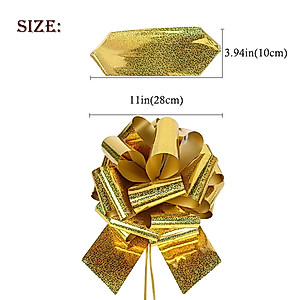 1PC Giant Large Pull Bow Big Glitter Metallic Bow,12 Inch,Great Gift Bows for appliances,Bikes,Table Decorations and Party Events(Gold)