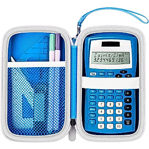 Case Compatible with Texas Instruments TI-30XIIS Scientific Calculator, Travel Office Calculators Storage Holder Bag with Extra Mesh Pocket for Pens, USB Cables and Accessories (Bag Only) - Black