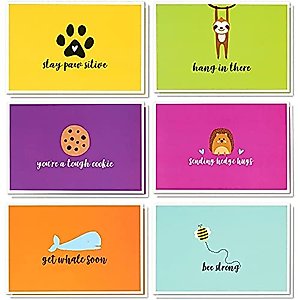 Sympathy Cards Box Set – 48 Pack Sympathy Cards for Kids, 6 Cute Animal Designs, Get Well Cards Bulk, Envelopes Included, 4 x 6 Inches