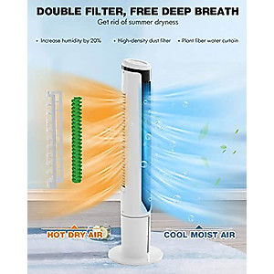 ARLIME Portable Air Conditioner, Evaporative Tower Cooling Fan with Remote, 70° Oscillation, 3 Speeds & 9-Hour Timer, Swamp Cooler with 4 Ice Packs, Tower Cooler Air Cooler for Room Home Office, 41In