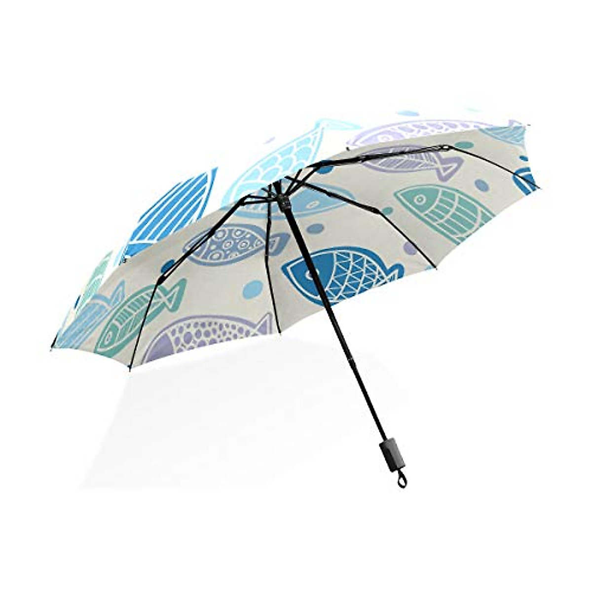 Umbrella Folded Marine Cute Fish Kids Underwater Windproof Travel Wind Umbrella Rain & Wind Resistant Compact And Lightweight For Business And Travels