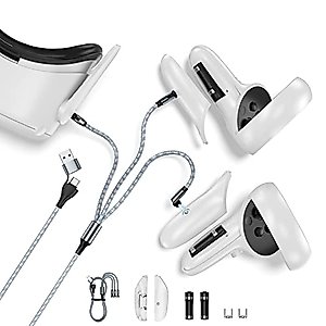 All-in-One Magnetic Charging Kit for Oculus Quest 2, 2000mAh Rechargeable Battery, Substitute for Oculus Quest 2 Charging Dock, 6ft Compatible Oculus Quest 2 Charging Cable for Meta Quest 2 Accessory