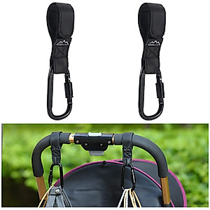 MoBearer Stroller Hooks for Hanging Bags and Shopping-Multipurpose Strolller Straps-Mom Hooks-Stroller Clips for Bags, 2 Pack Black Baby Stroller Hooks