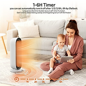 Eigffole Space Heaters for Indoor Use, Portable Electric Heater for Large Room 1500W/700W 3 Mode Switching Fast Heat in 3s Timer Remote Control Ceramic Thermostat Oscillating for Room Office Desk