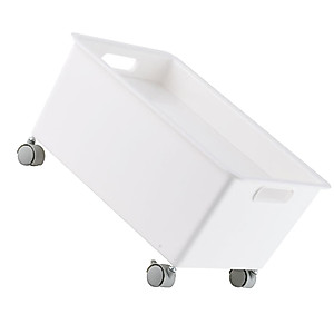 Storage Basket Roller Basket, Laundry Basket with Wheels, Premium PP Sturdy Portable Movable Easy Storage Large Capacity Organizer Box for Books Clothes Shoes, for Clothes,Blanket, Sweater,(White)