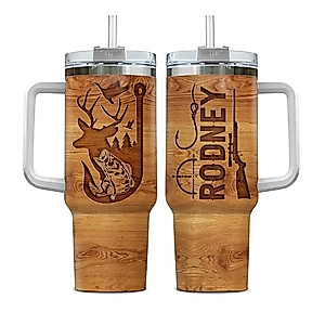 Hyturtle Personalized Hunting Gifts For Men - Deer Hunting Tumbler 40oz with Handle and Straw- Gift For Dad Him Boy Husband From Son Wife- Birthday Christmas Gifts For Hunters