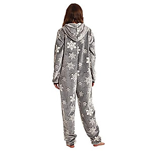 Just Love Ladies Embossed Plush Adult Onesie 6889-10540-GRY-M