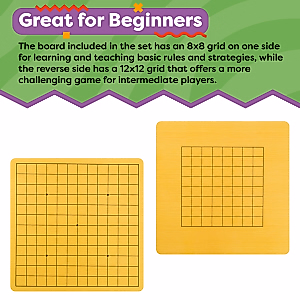 Go Board Game Set - Beginner's Two Player Strategy Game with Reversible Board and Melamine Pieces for Adults and Children