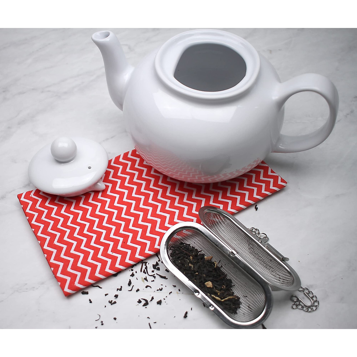 RSVP International Endurance Kitchen Collection Stainless Steel Mesh Floating Spice Infuser for Soups, Stews or Large Tea Pot, Jumbo Oval, 4.25x1.75