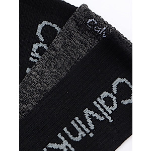 Calvin Klein Men’s Crew Socks - 6 Pack Performance Cushion Comfort Crew Socks - Breathable Athletic Socks for Men (7-12), Size 7-12, Black Logo